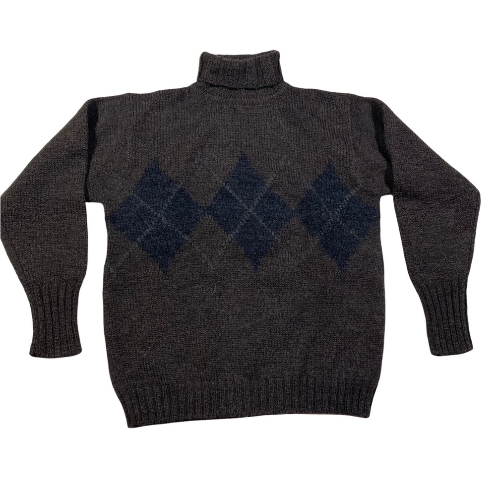 Vintage Barry Bricken Wool Argyle Turtleneck Sweater.… - Gem